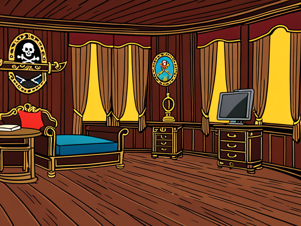 Interior of Captain Hook's state room on the pirate ship from the ...