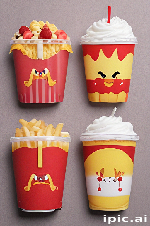 Delightful Fast Food Characters Featuring Fun Milkshakes and Fries ...