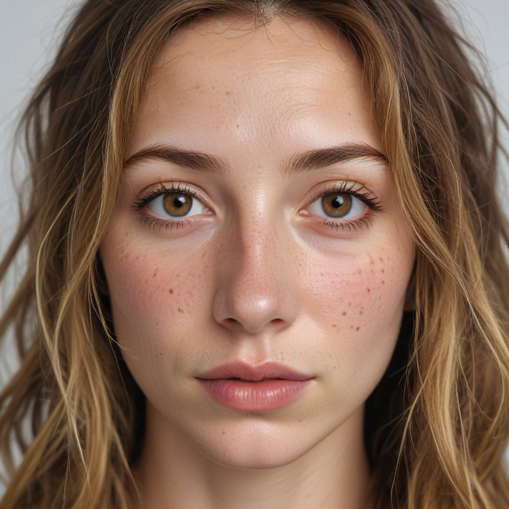 A woman with mousy brown hair that has blonde streaks that's very ...