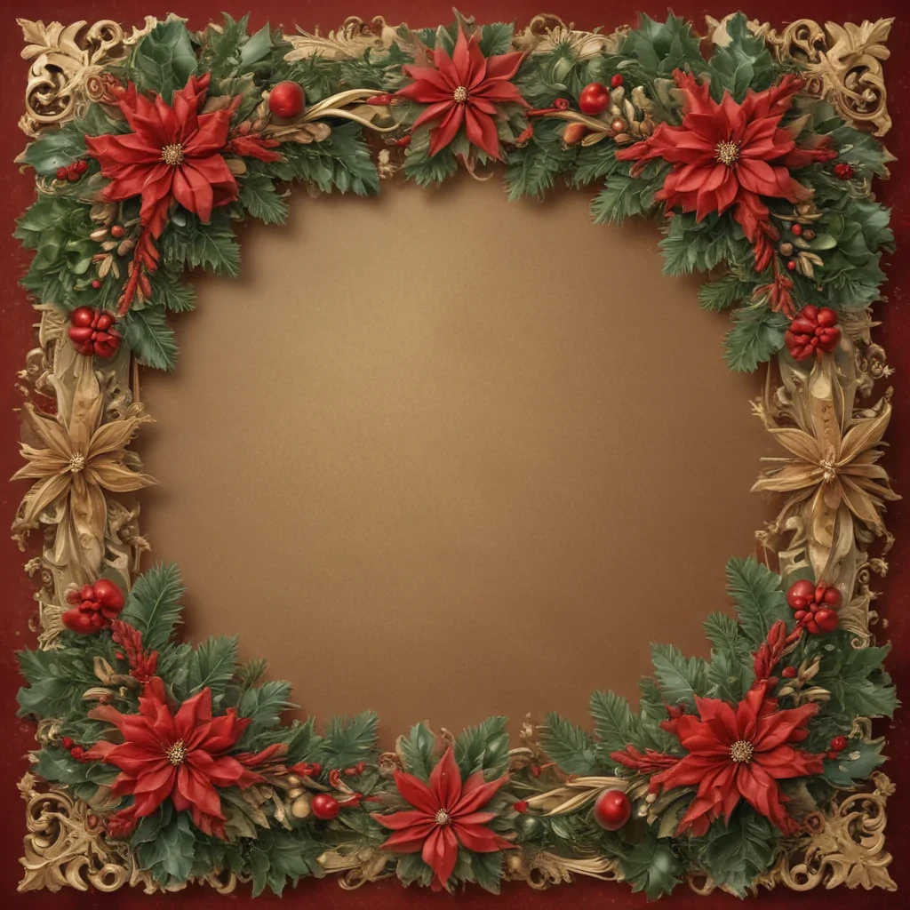 Elegant Holiday Frame Adorned with Poinsettias and Festive Greenery for ...
