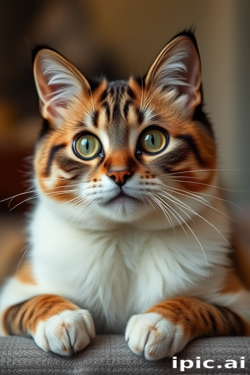 A Beautiful Cat with Striking Fur and Captivating Green Eyes.