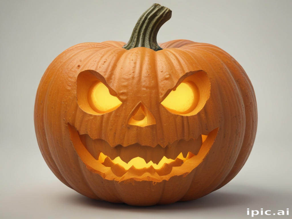Spooky Jack-o'-Lantern Glowing Brightly with Mischievous Grin for Halloween