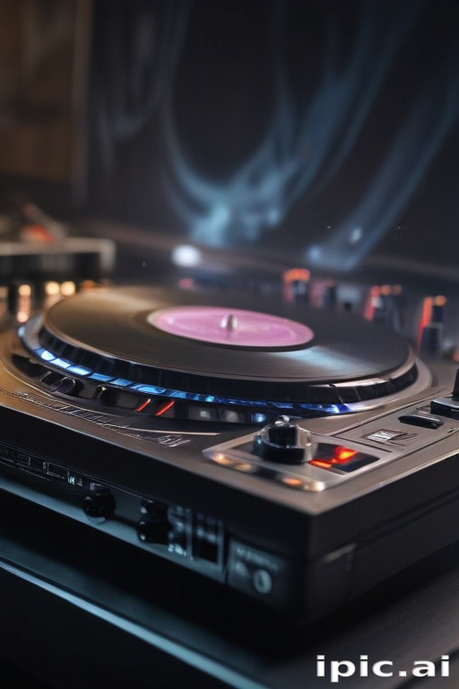 High-Quality Turntable with a Vibrant Purple Vinyl Ready to Spin