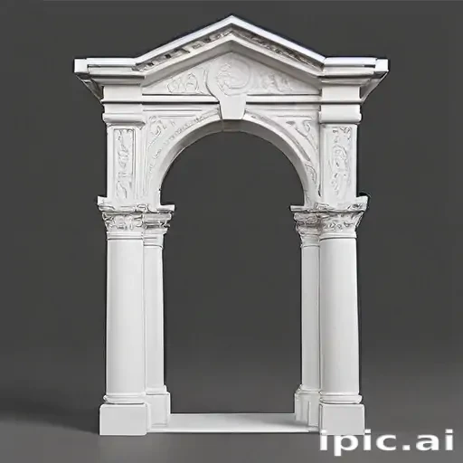 Elegant White Architectural Model of a Classical Archway Structure