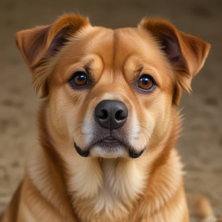 Adorable Golden Dog with Expressive Eyes and Fluffy Ears Looking Curiously