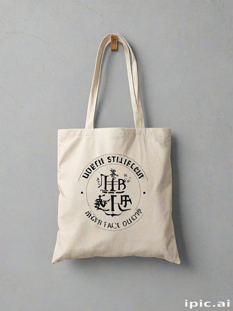 Stylish Canvas Tote Bag with Unique Graphic Design and Logo