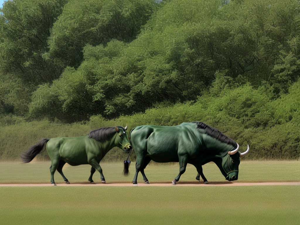 a green bull in the same attitude as the bull of the italian super car ...