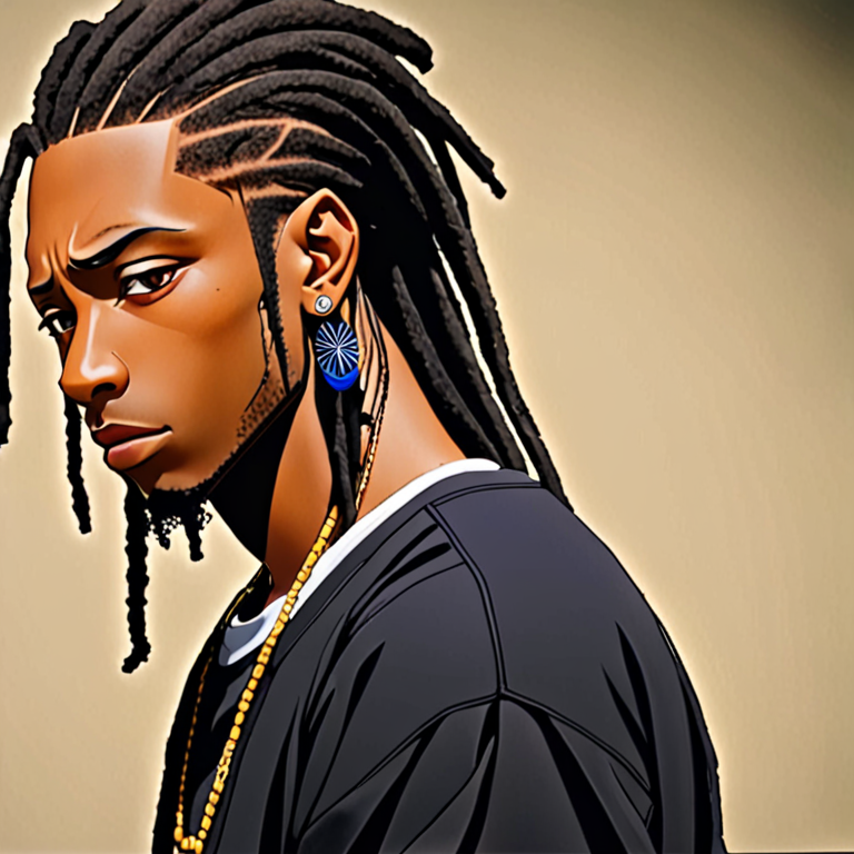 sad black anime guy with dreads