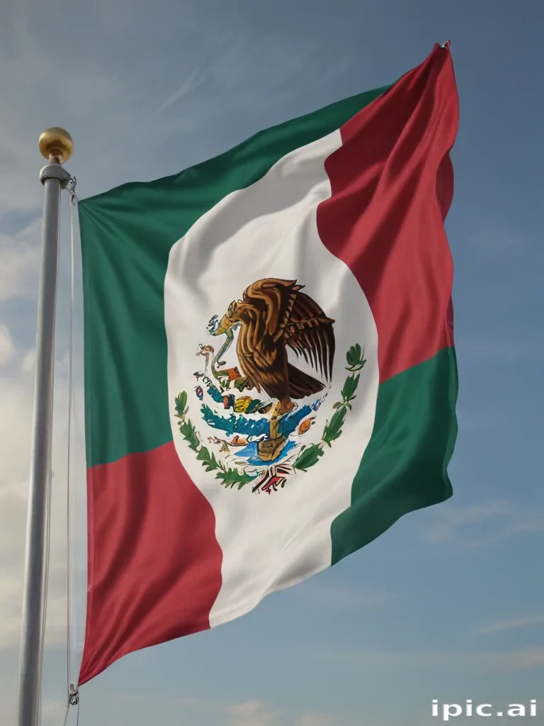The Vibrant Mexican Flag Flying Proudly Against a Clear Blue Sky.