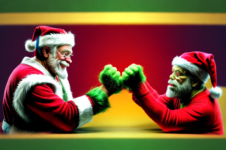 santa and the grinch arm wrestling