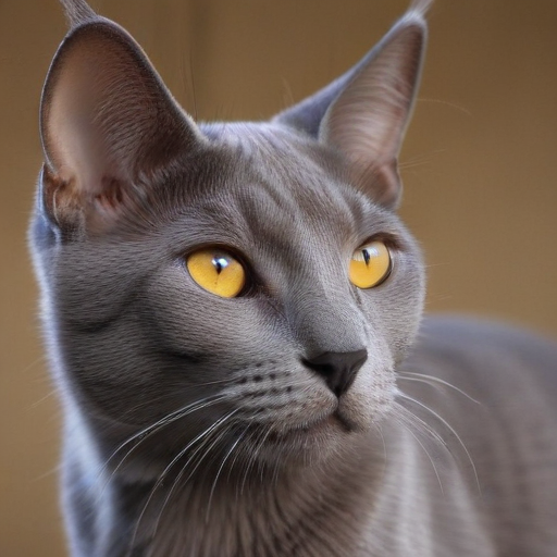 Striking Close-Up of a Gray Cat with Mesmerizing Golden Eyes