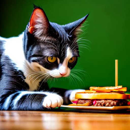 cat eating burgers and pooping