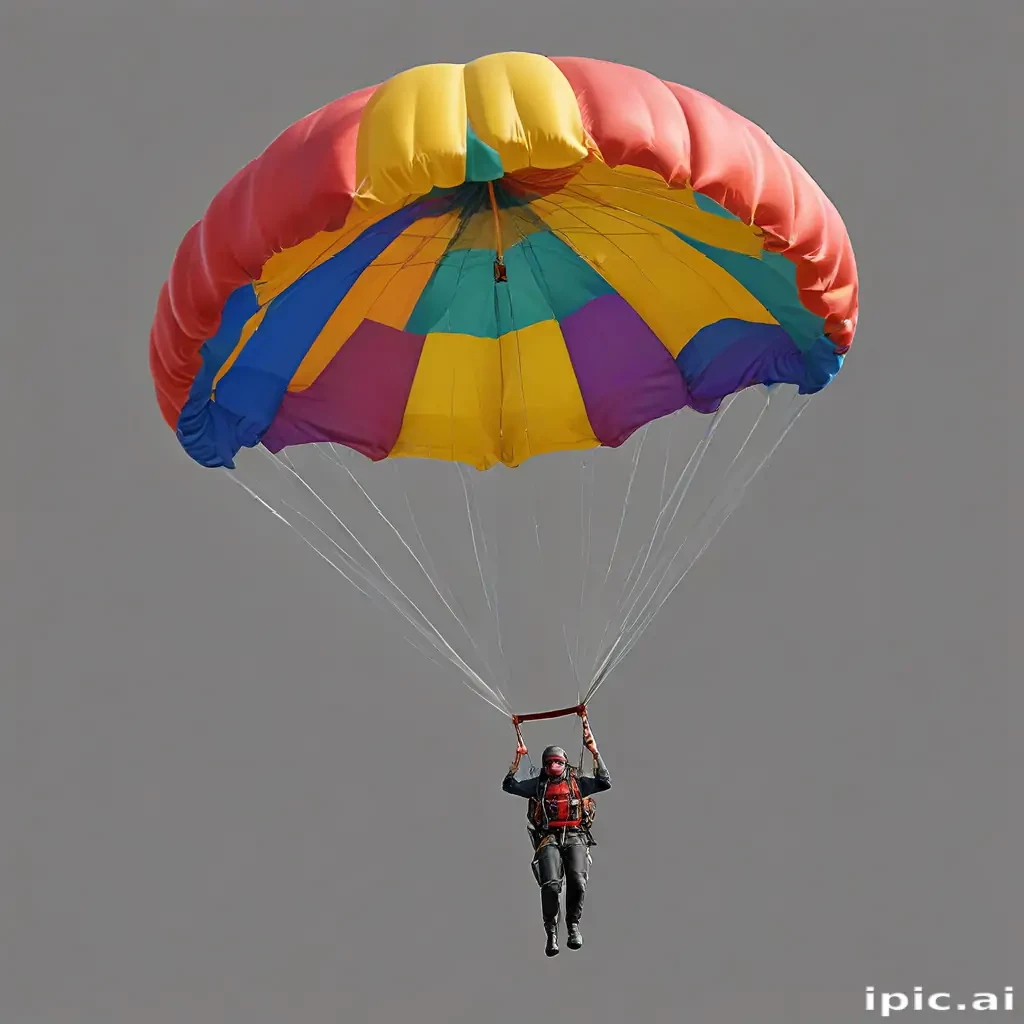 A Colorful Parachute with a Diver Descending Through the Sky.