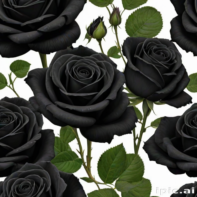 Elegant Arrangement of Black Roses Surrounded by Lush Green Leaves