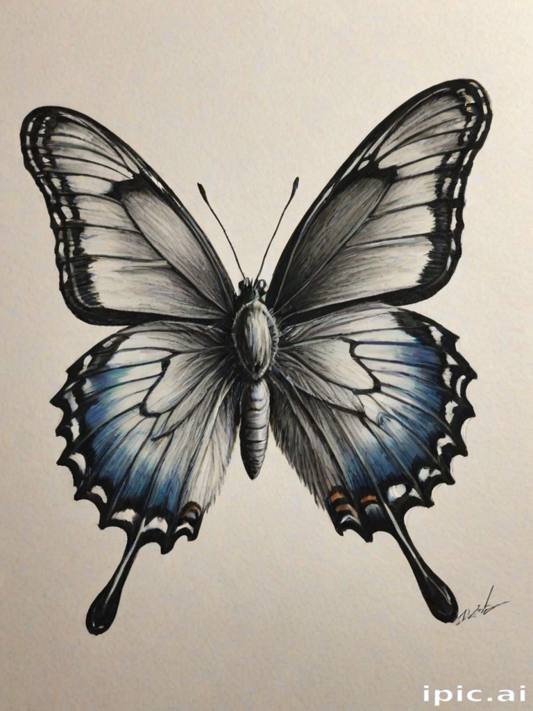 Beautifully Detailed Illustration of a Majestic Butterfly with Vibrant ...