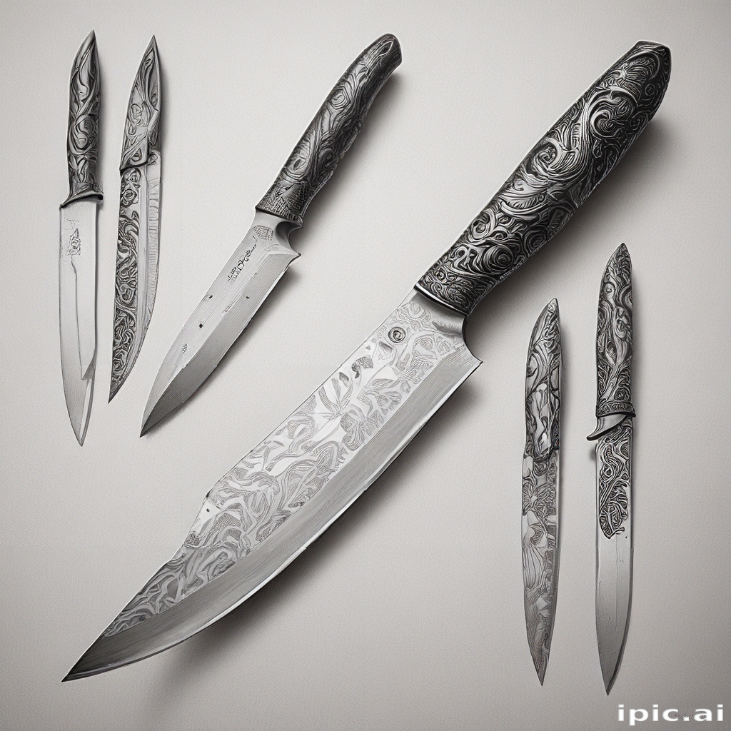 Artfully Crafted Knives Displaying Intricate Designs and Sharp Blades