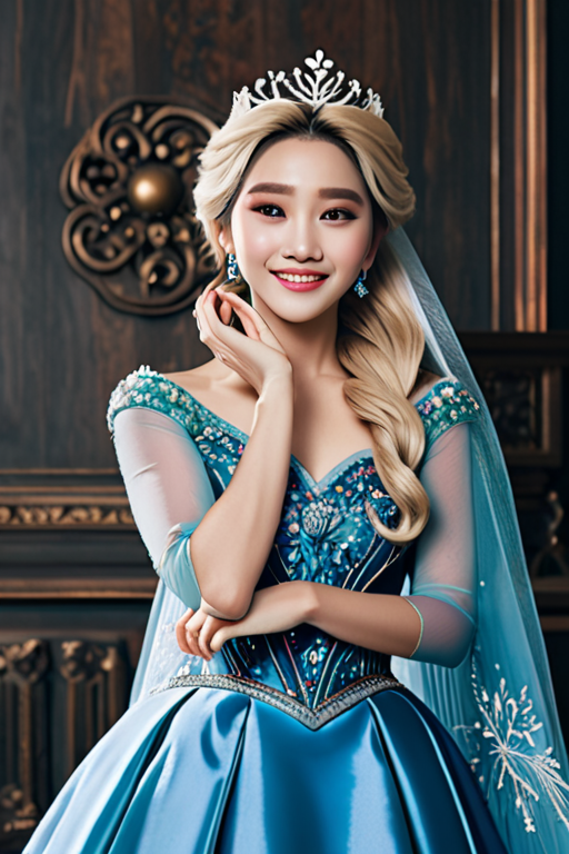 Queen Elsa and Blacpink Lisa happy