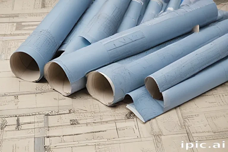 Architectural Blueprints Rolled Up, Displaying Intricate Designs and ...