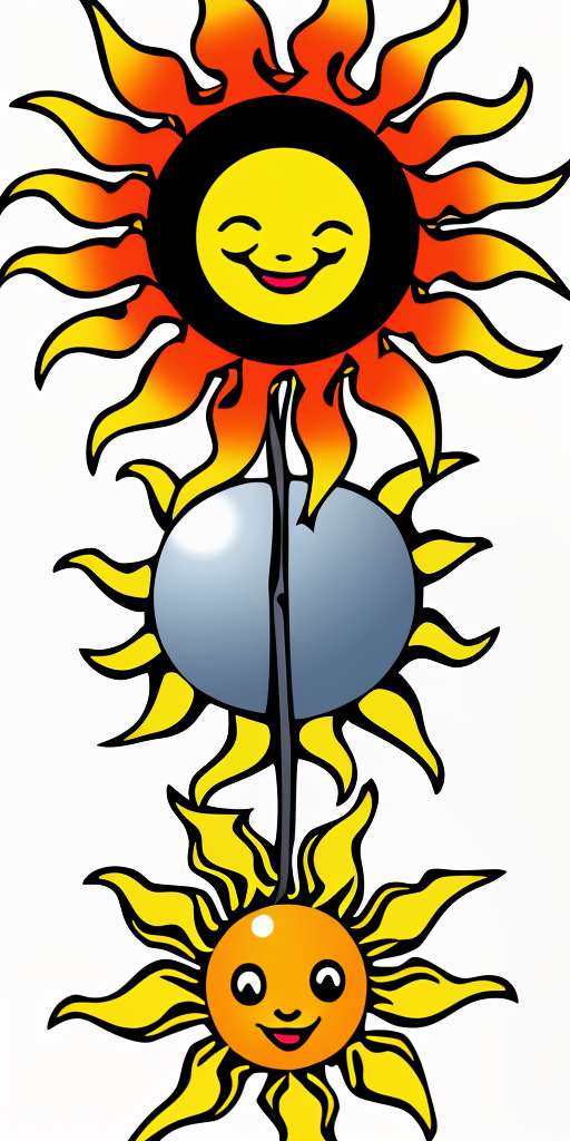 Three Cheerful Suns with Smiling Faces and Vibrant Colors in a Row