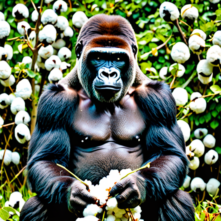Half gorilla/half black person picking cotton