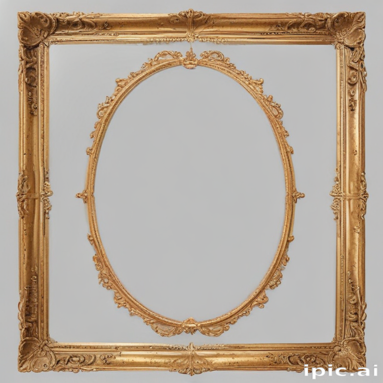 Elegant Vintage Picture Frame with Intricate Designs and Golden Finish