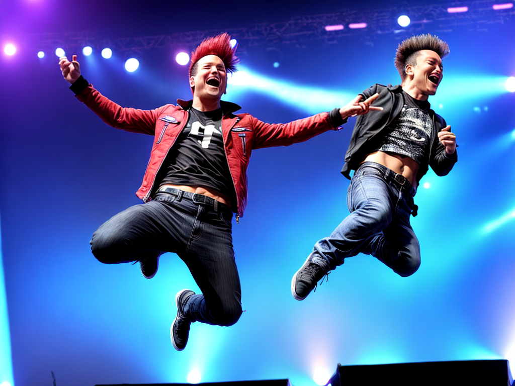 A punk rocker, jumping off the stage