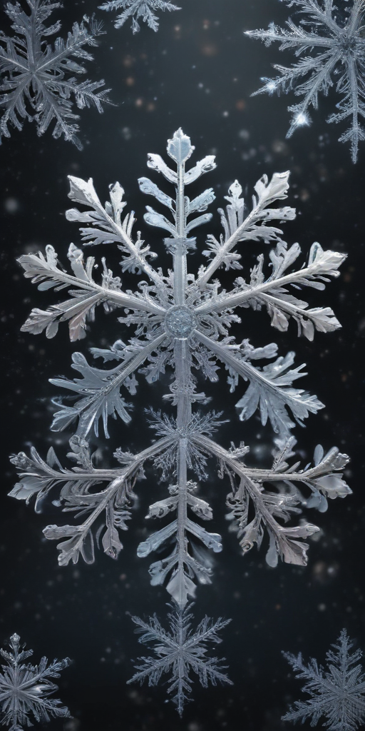 Intricate Snowflakes Sparkling Against a Dark Background in Winter ...