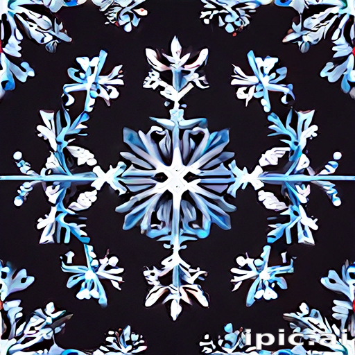 Intricate Blue and White Snowflake Pattern on a Dark Background