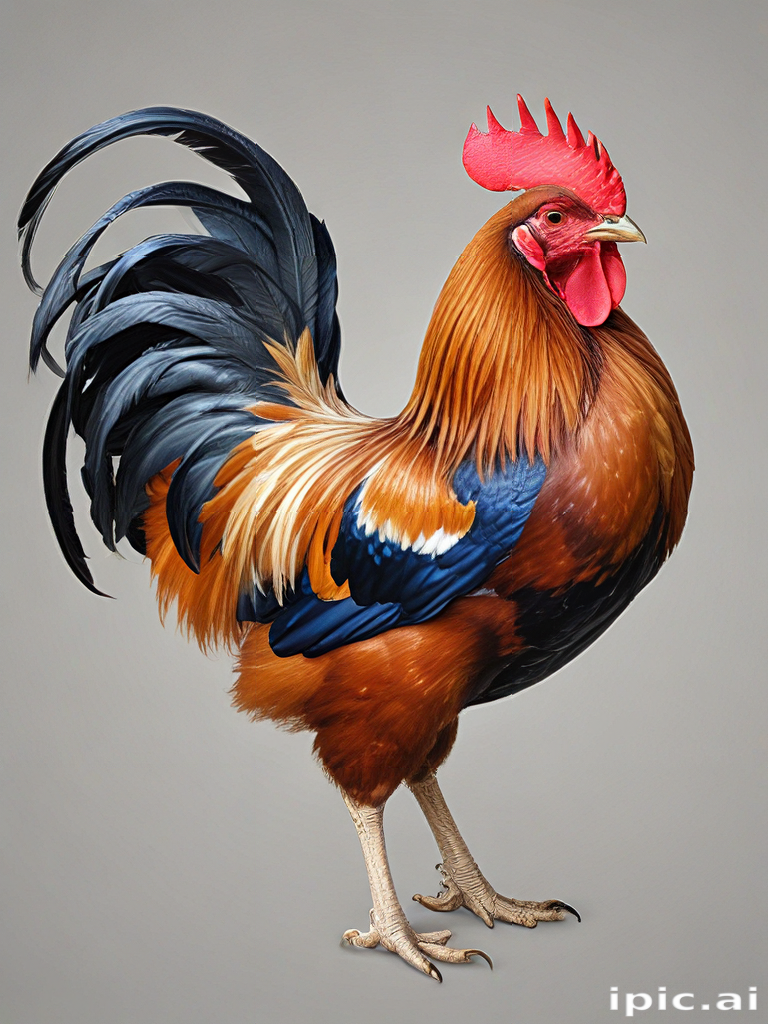 A Strikingly Colorful Rooster with Vibrant Feathers and Bold Posture