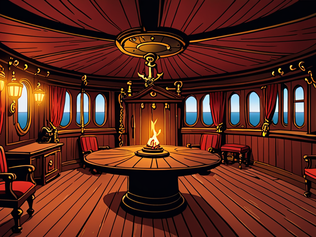 Interior of Captain Hook's state room on the pirate ship from the ...