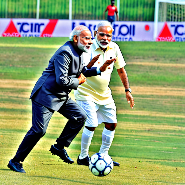 modi ji playing football
