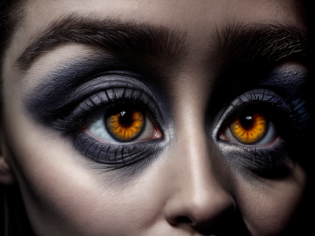 dramatic eyes looking at the camera, dark background