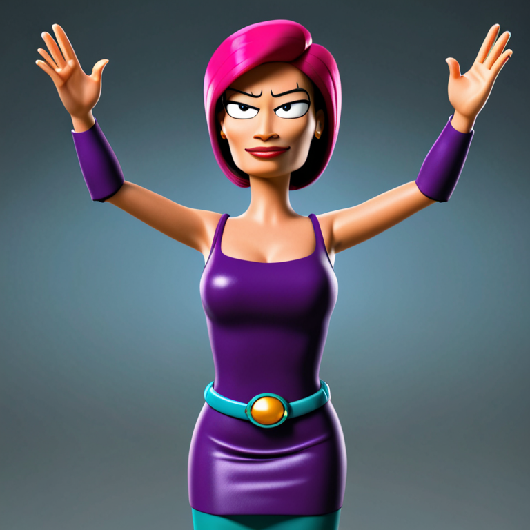Amy Wong Futurama 3D arms up Armpit flex
