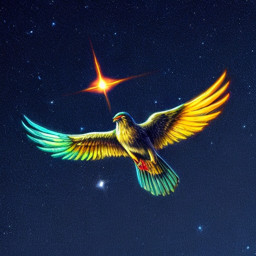 Phoenix flying in space