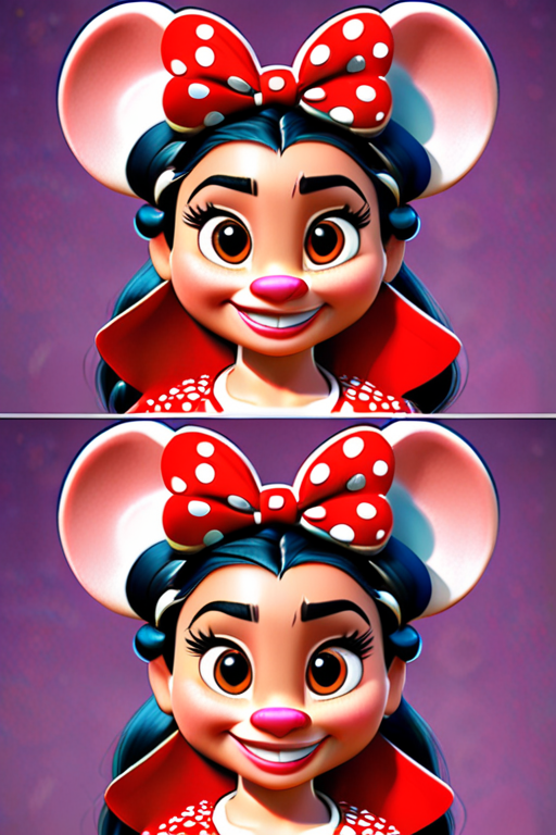Moana from disneyland Paris ears of minnie mouse human smile 3D together