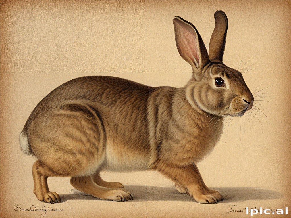 Realistic Illustration of a Brown Rabbit in a Natural Stance