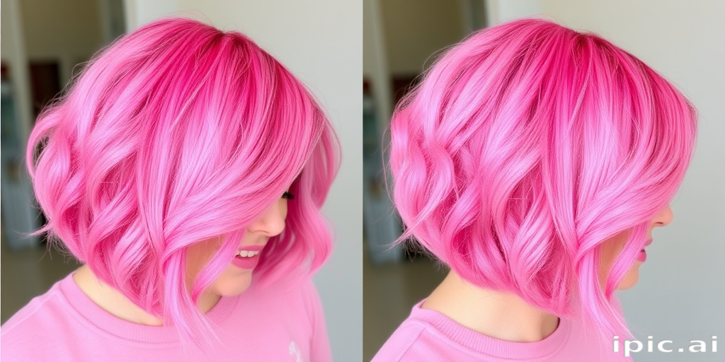 Vibrant Pink Bob Haircut Showcasing Stunning Color and Stylish Waves