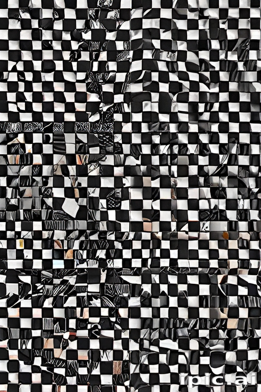 Abstract Black and White Checkerboard Pattern with Distorted Visual ...