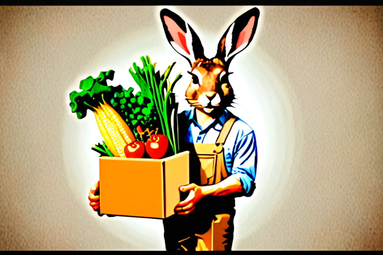 farmer jackalope man carrying a box of produce