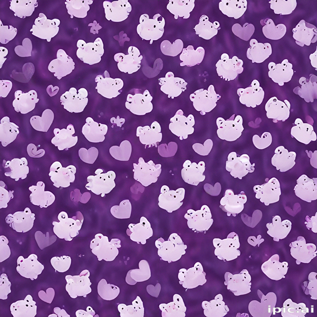 Whimsical Purple Background Featuring Adorable Frogs and Heart Patterns ...