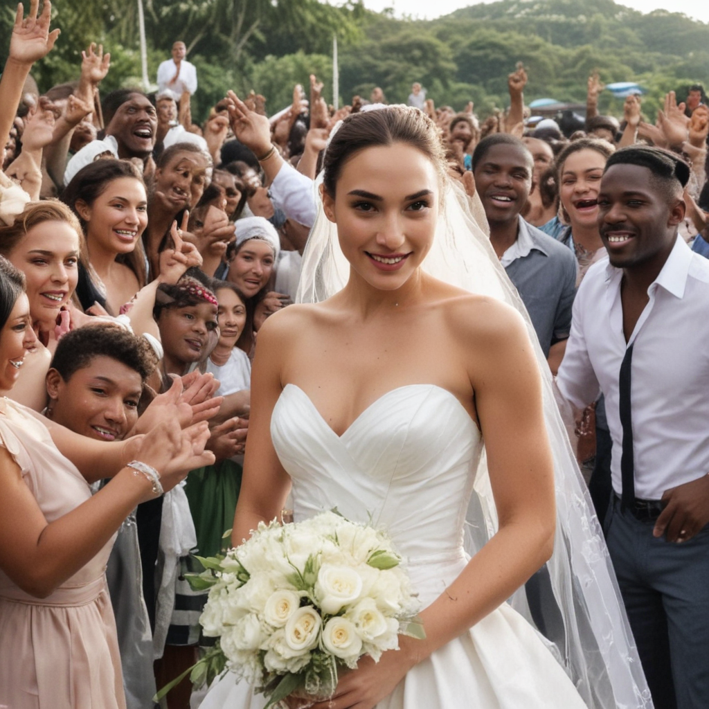 Gal gadot bride crowd jamaican men