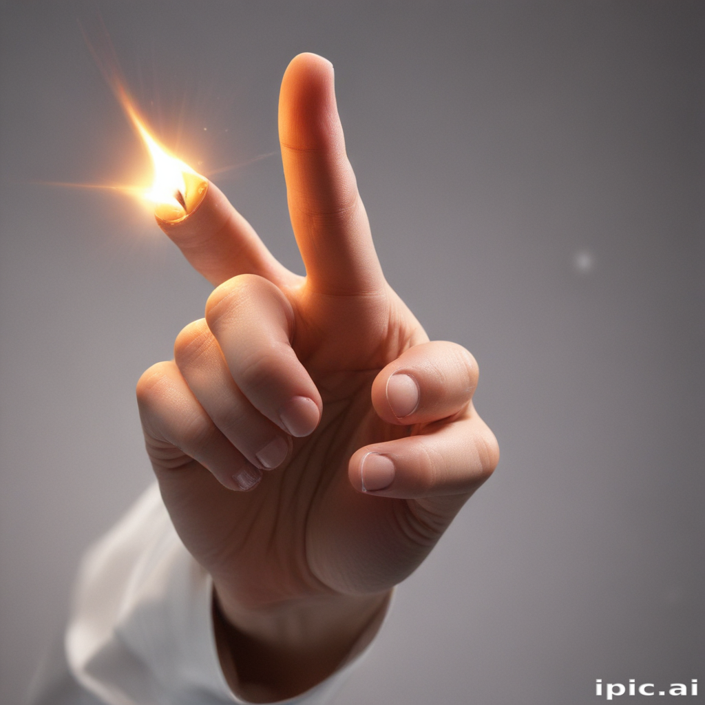 A Hand with a Spark Igniting from the Fingertip in Focus