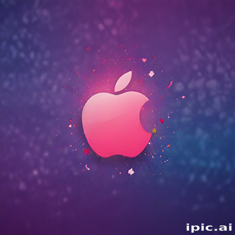Vibrant Pink Apple Logo Surrounded by Colorful Splashes of Light