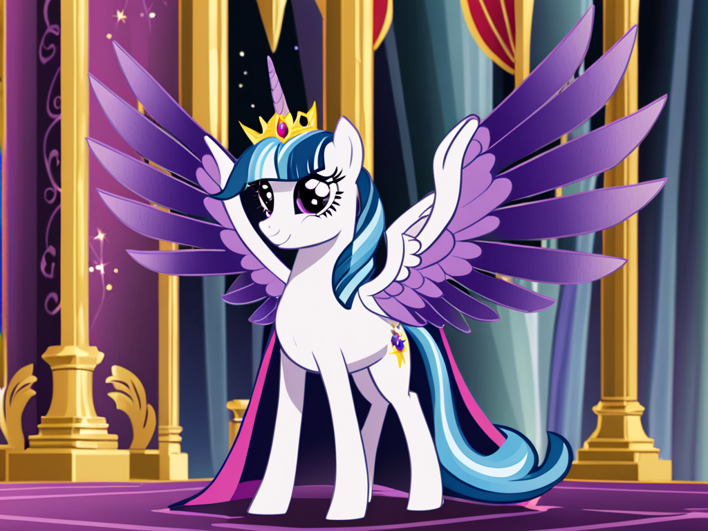 mlp pony alicorn twilight sparkel princess siting on the throne