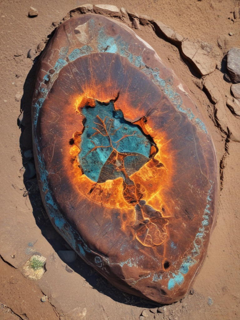 Glowing Geological Wonder: A Unique Rock Formation with Vibrant Colors
