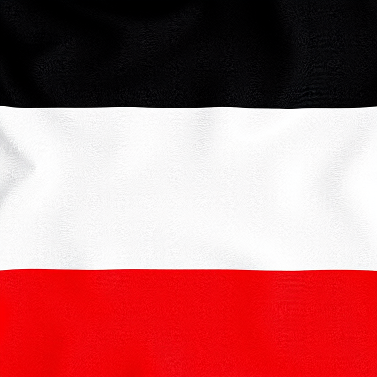 National Flag Featuring Horizontal Stripes of Black, White, and Red Colors
