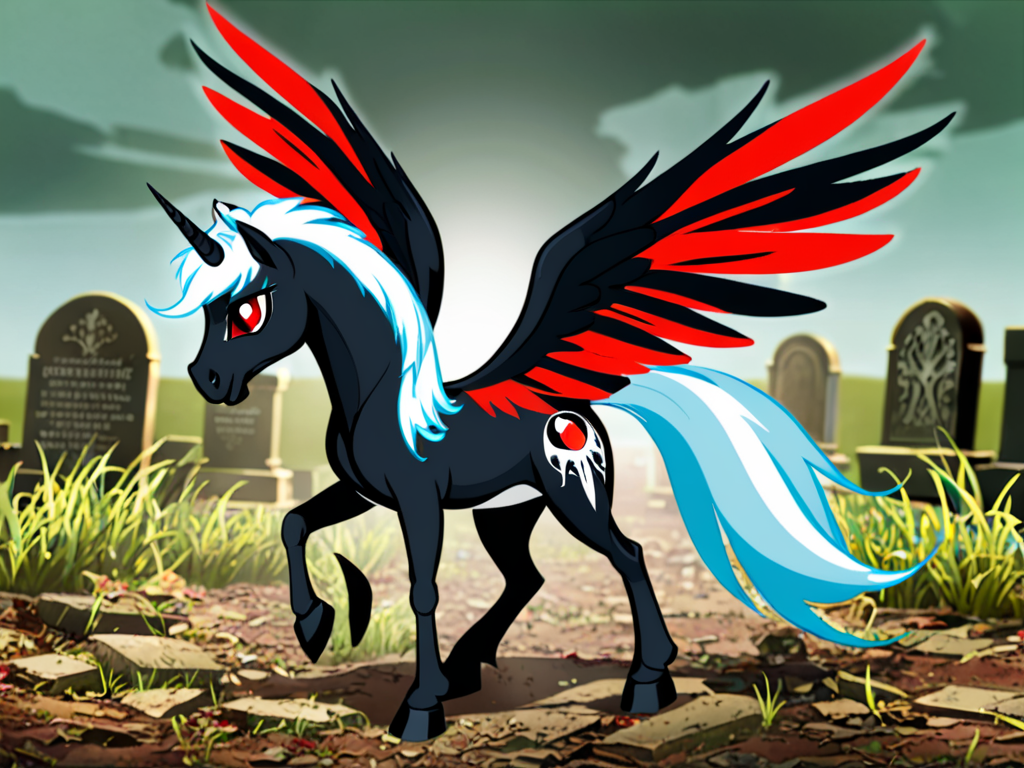 mlp g4 pony necromancer dark alicorn with white markings on face red ...