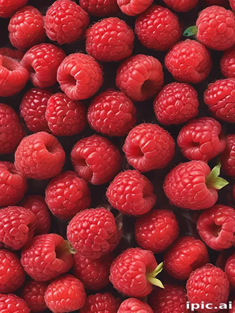 A Vibrant Collection of Fresh, Juicy Raspberries Perfect for Summer Treats.