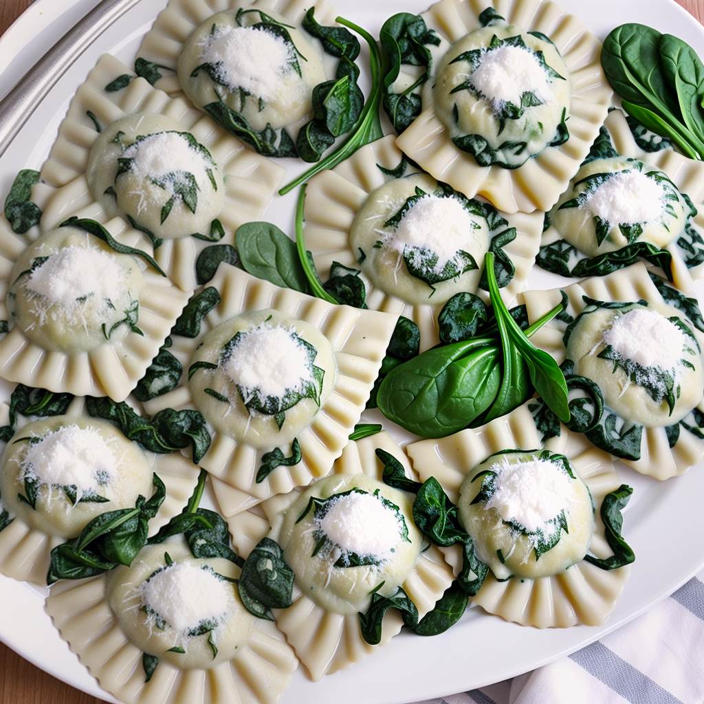 Delicious Spinach and Ricotta Ravioli Served on a Platter with Fresh ...