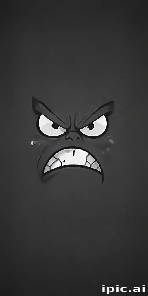 Angry Cartoon Face Expressing Frustration and Discontent on Dark Background